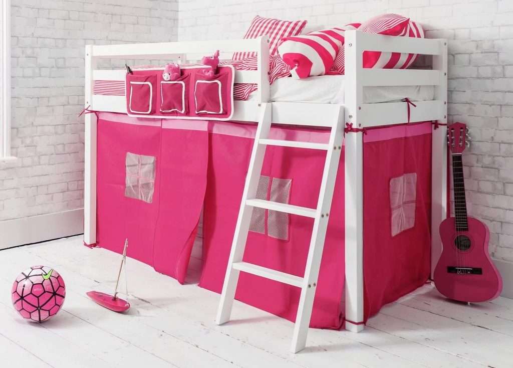 Ontario Midsleeper Bed with Pink Tent - Mid Sleepers